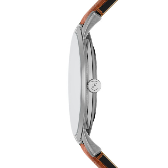 Fossil FS6094 muški sat Minimalist Slim Brown kožni kaiš Green Sunray ...