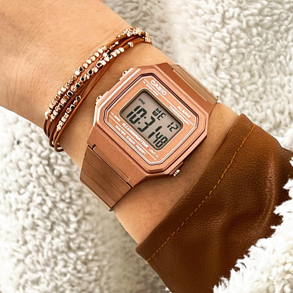 Casio Vintage B650WC-5A unisex Big Screen Retro Full Rose Gold ...